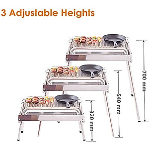 Charcoal Grill, Barbecue Charcoal Grill, Outdoor Stainless Steel Smoker BBQ grill for Outdoor Cooking Camping Picnics Beach 27.5''x12.2''x 27.5''