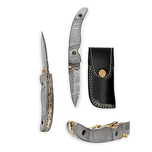 Perkin Knives Handmade Damascus Hunting Foldable Knife