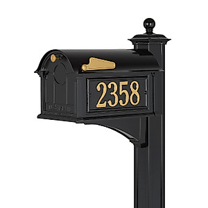 Balmoral Side Plaques Mailbox Post Package -Black