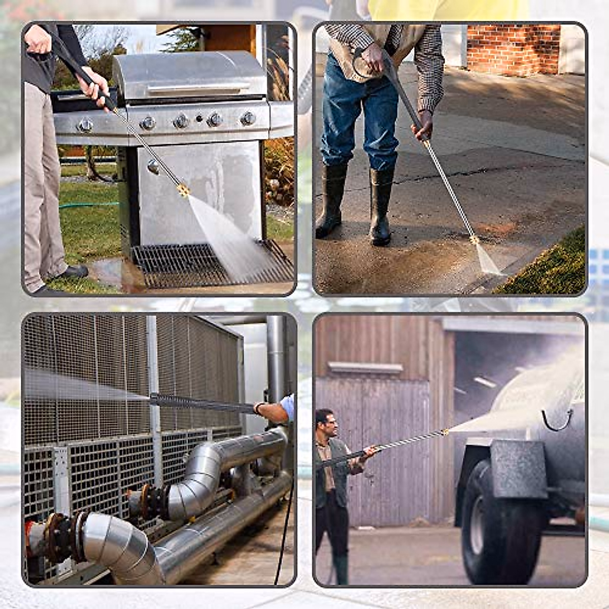 Selkie Pressure Washer Gun with Extension Wand and 26" Hose, Pressure Washer Gun with 26inch Pressure Washer Hose,16inch Extension Wand, 5 Nozzle Tips, and M22 15mm & M22 14mm Fitting, 4000 PSI