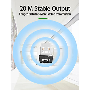 GAROGYI USB Bluetooth 5.3 Adapter for PC, Supports Windows 11/10/8.1/7,5.3+EDR Bluetooth Wireless Transmitter Receiver for Desktop, Laptop, Mouse, Keyboard, Printers, Headsets (Black)