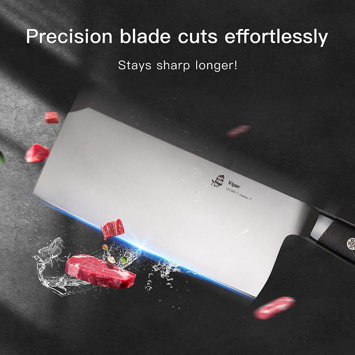 TUO Meat Cleaver, 8 Inch Kitchen Knife In Premium 14C28N Stainless Steel, Professional Cleaver Knife With Full Tang And Ergonomic G10 Handle, Ultra Sharp Knife- Gifts for Dad with Gift Box