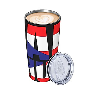 VKKOEWL Puerto Rico Flag Stainless Steel Insulated Tumbler 20 Oz Travel Water Bottle Coffee Mug Drink Cup With Lid Straw