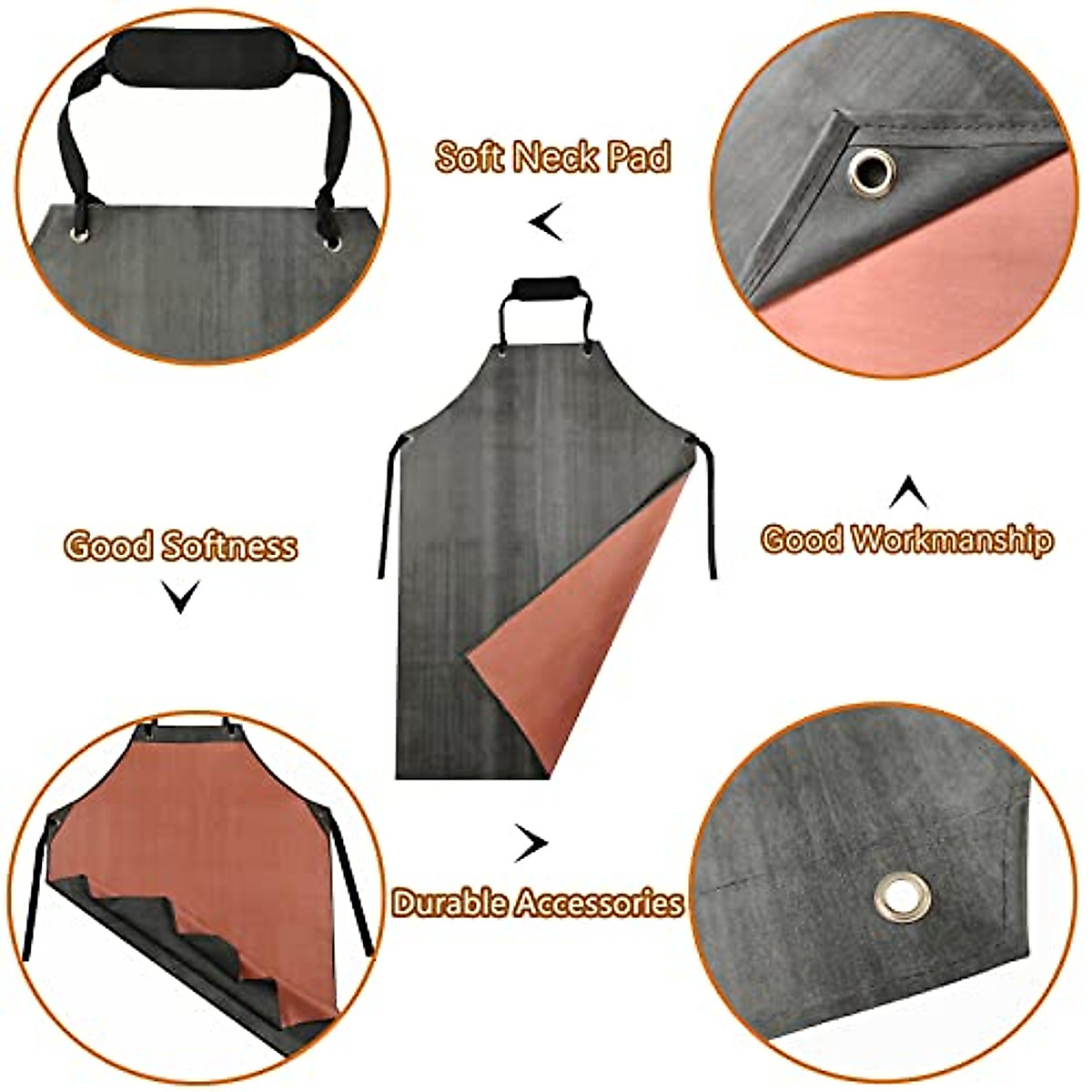Rubber Apron Waterproof with Thick Rubber Gloves for Men and Women, Heavy Duty Butcher Apron with Adjustable Neck Pad, Chemical Aprons, Long Waterproof Apron for Dishwashing, Cleaning, Lab Work