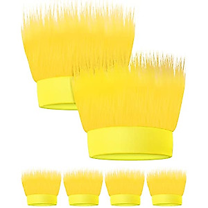 6 Pcs Hairy Headband Costume Headband Troll Crazy Hair Wig Accessories Head Decorations for Kid Adult Women Men Party Costume (Yellow)