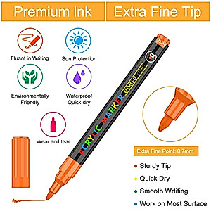 NICETY 56 Colors Acrylic Paint Pens, Acrylic Paint Markers, 0.7mm Extre Fine Paint Pens for Canvas, Rock Painting, Wood, Fabric, Ceramic, Stone, Metal