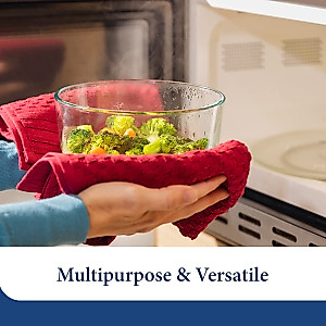 Cosy House Collection 2-Pack Pattern Decorative Kitchen Towel Set - 100% Cotton Dish Cloths for Washing & Drying - 15" x 25" Soft & Absorbent Tea Towels - (Checkerboard, Burgundy)