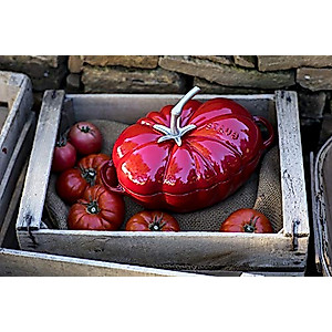 STAUB Cast Iron Dutch Oven 3-qt Tomato Cocotte, Made in France, Serves 2-3, Cherry