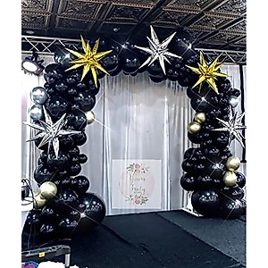 12 Point Star Balloons- 50pcs Gold Explosion Star Foil Balloons, 3D Starburst Cone Mylar Balloons for Halloween Christmas Birthday Party Baby Shower Wedding Photo Booth Backdrop
