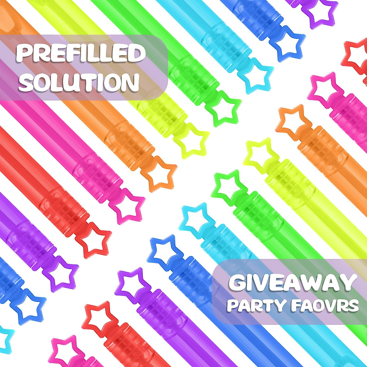 32 Pcs 8 Colors Neon Bubbles Party Favors For Kids, Mini Star Bubble Wand Bulk In Gift Box as Goody Bags Stuffer, Classroom Giveaways, Carnival Prizes Toy, Birthday Treats, Party Supplies For Toddlers