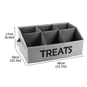 Brabtod Dog Storage Organizer,Dog Treat Container Bin,Collapsible Fabric Storage Box for Pet Treats with removable dividers,Dog Stuff Container for Dog Treats Stick/Pet Canned Food/Packaged Snacks