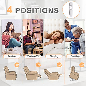 URRED Power Lift Recliner Chair Sofa with Vibration Massage and Lumbar Heat, Designed for Elderly, Infinite Positions, Lumbar Pillow, Side Pockets, USB Ports (Gray)