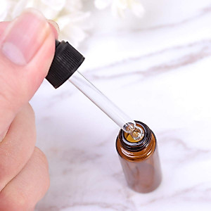 minkissy Amber Glass Bottle Glass Vial Bottle 1ML 2ML 3ML 5ML Mini Dropper Bottles Amber Sample Essential Oils Perfumes Chemistry Dispenser Container with Dropper for Travel 12pcs Amber Glass
