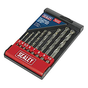 Sealey AK5708 Tungsten Carbide Tipped Masonry Drill Bit Set 8pc, Black