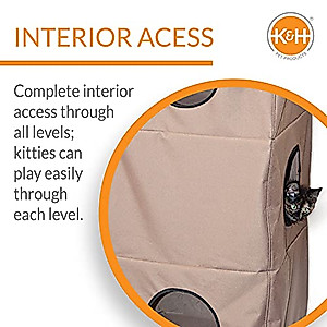 K&H PET PRODUCTS Hangin' Cat Condo Door Mounted Cat Furniture Cat Tree Tan Large 23 X 16 X 65 Inches