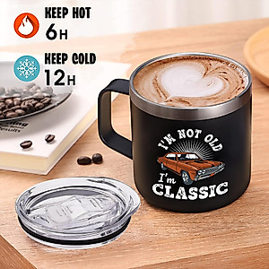 Old Man Gifts for Dad Im Not Old Im Classic Tumbler Funny Mugs for Dad Mugs for Men Gifts for Older Father Mens Birthday Gift Ideas Retirement Coffee Mug for Men 14oz Stainless Steel Tumbler With Lid