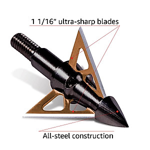 New Archery Products NAP Thunderhead Nitro 100 Grain Big Game Hunting Bow Crossbow Fixed Blade 3 Pieces Broadhead Set