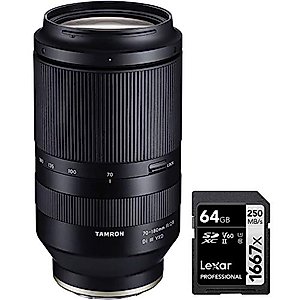 Tamron AFA056S-700 70-180mm F2.8 Di III VXD Lens A056 for Full Frame & APS-C Sony Mirrorless Camera Bundle with Lexar Professional SDHC/SDXC 1667x UHS-II 64GB Memory Card