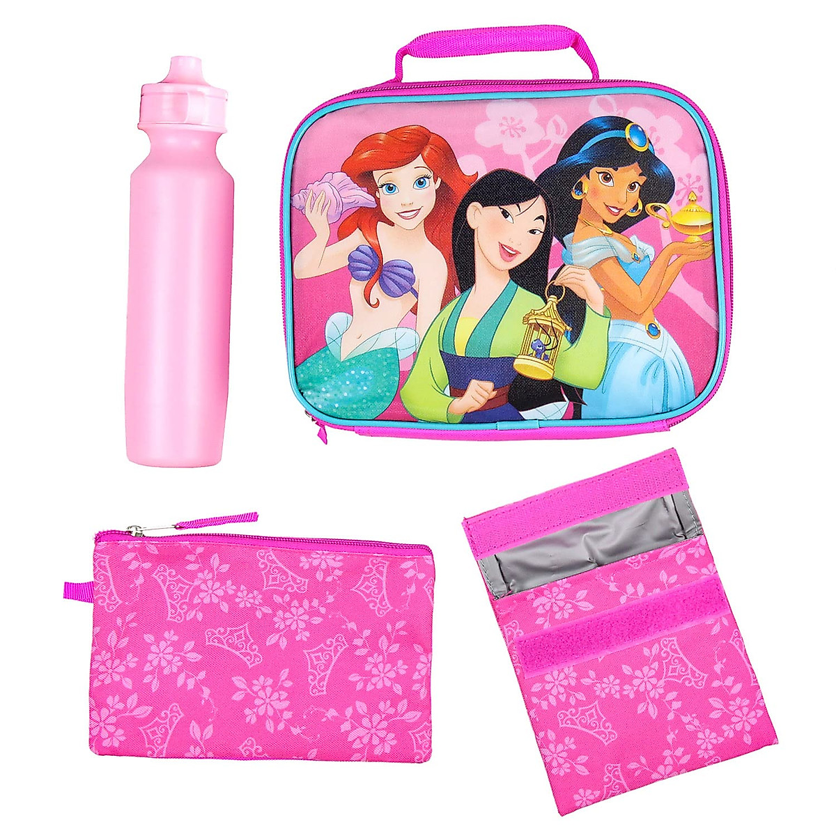 Disney Princess 16” Backpack for Girls 5 Piece School Lunch Box Set