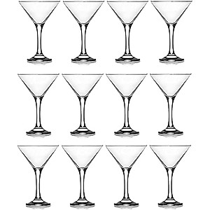 epure Milano Collection 12 Piece Stemmed Martini Glass Set - For Drinking Martinis, Manhattans, Vodka, Gin, and Cocktails (Martini Glass (6 oz))