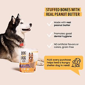 Peanut Butter Filled Dogs Bones - Stuffed Dog Bones for Small Dogs | Peanut Butter Filled Bones for Dogs Made with All Natural Ingredients | Healthy Dog Treats | Made in The USA | 14-15 Bones