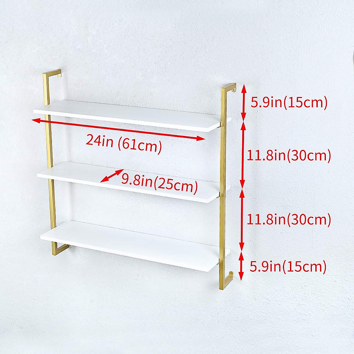 OLDRAINBOW Industrial Metal and Wood Wall Shelf,Floating Wood Shelves Wall Mounted,36in Iron Real Wood Book Shelves,Wall Shelves 3 Tier Bookshelf Shelving