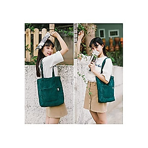 Ulisty Women Corduroy Tote Bag Casual Carry Bag Shopper Bag Fashion Shoulder Bag Handbag brown