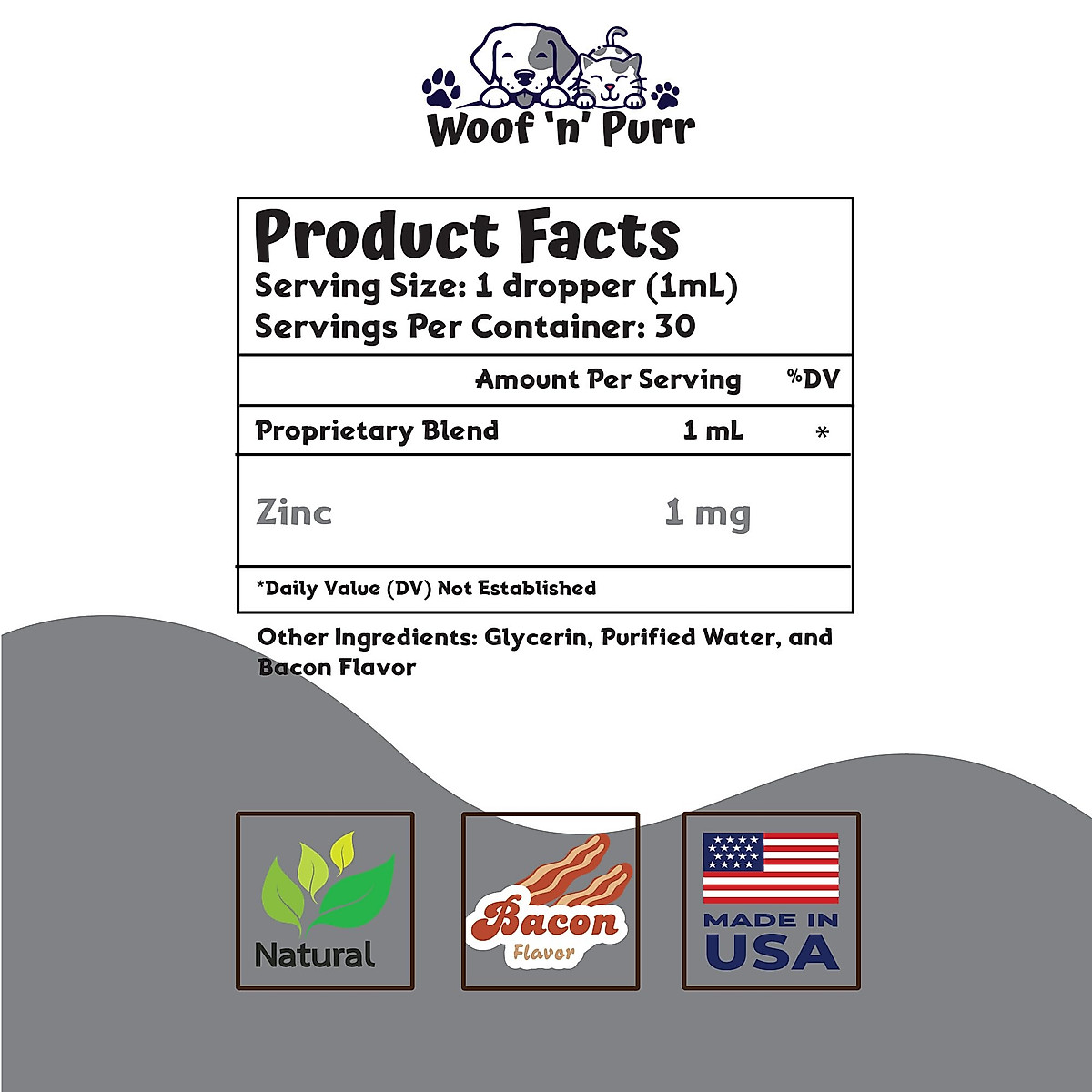 Zinc for Dogs - Dog Zinc Supplement - Helps to Support Healthy Skin, Coat, Immune Health & More - Dog Zinc - Dog Skin and Coat Supplement - Skin and Coat Supplement for Dogs - 1 fl oz - Bacon Flavor