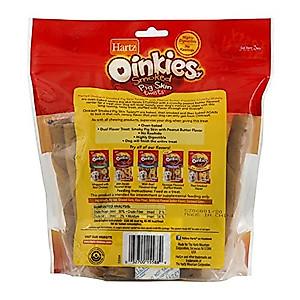 Hartz Oinkies Natural Smoked Pig Skin Twist Peanut Butter Stuffed Dog Treat Chews - 16 Pack - 3270015588