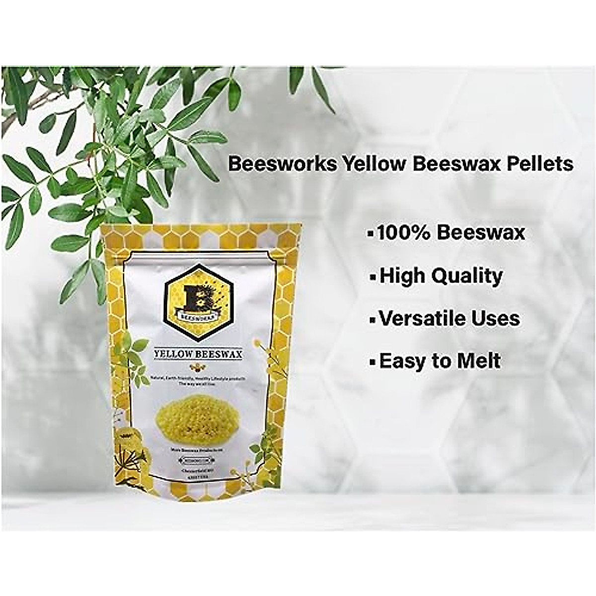 Beesworks Beeswax Pellets, Yellow, 1lb-Cosmetic Grade-Triple Filtered Beeswax (1)