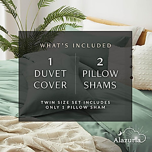 ALAZURIA King Size Duvet Cover - 3 Piece Bedding Set (1 Duvet Cover & 2 Pillow Shams) Soft Double Brushed Comforter Cover w/Zipper Closure & Corner Ties - No Comforter (104" X 90", Sage Green)