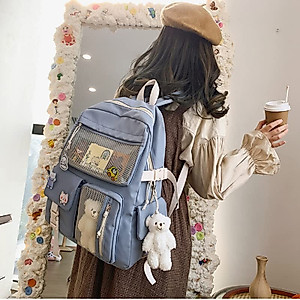 DINGZZ Buckle Badge Women Backpack Candy Color Fashion Cute Student Bag College Backpack (Color : D, Size : 32 * 43 * 13CM)