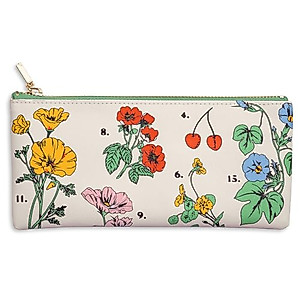 ban.do Get it Together Pen and Pencil Case, Small Zipper Pouch for Office/Art Supplies, Travel Toiletries, Makeup, Botanical Cream