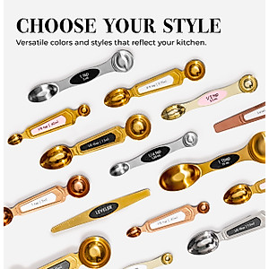 Pink Magnetic Measuring Spoons Set - 8-Piece Dual-Sided Stainless Steel Spoons, Stackable and Spice Jar Friendly – Stylish Pink Kitchen Accessories for Cooking and Baking