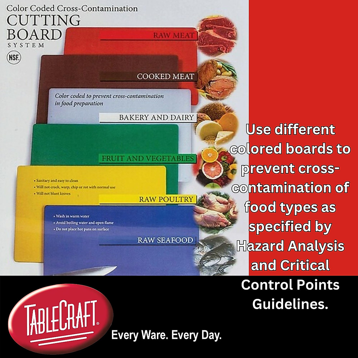 TableCraft Products CBG1824ARD Cutting Board,"Grippy", 18" x 24" x 1/2", Color Coded Red