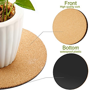 3 Pieces Cork Plant Mat Round Cork Plant Coasters DIY Cork Pad Plant Plate Pad for Gardening, Indoor and Outdoor Pots, DIY Craft Project (Nude and Black, 6 Inches, 8 Inches, 10 Inches)