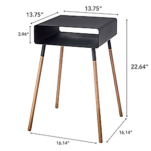 Yamazaki Storage Home | Steel + Wood | Tall | End + Side Tables, Black