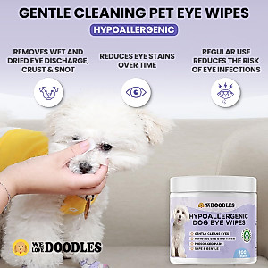 We Love Doodles Dog Eye Wipes - Gently Clean Eyes with Pre-Soaked Eye Wipes for Dogs, Effective Tear Stain Remover for Dogs, Safe Pet Eye Wipes for Crust & Eye Debris, Dog Eye Cleaner - 200 Pads