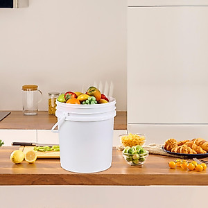 Hespama 4 Pack 6.5 Gallon Airtight Storage Bucket with Handle, Food Grade Sealable Lid Bucket, White