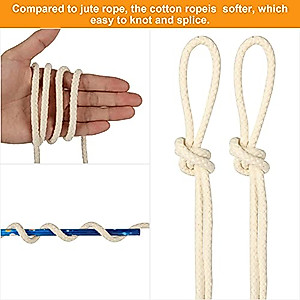 328Ft Cotton Clothesline Rope 1/4 Inch White Cotton Rope Craft Clothesline Cord Craft Heavy Duty Wall Hanging Rope, Soft Clothes Line Rope