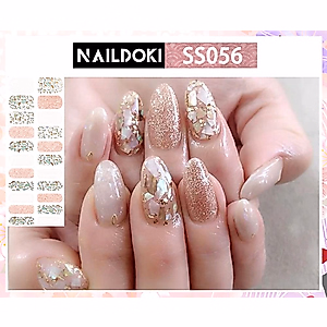 NAILDOKI Nail Stickers 6 Sheets x 22 Pieces Full Wraps Nail Polish Strips, Self-Adhesive Gel Nail Art Decals for Women Girls