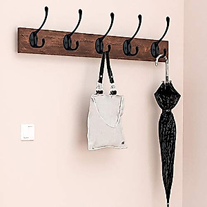 IBosins 10 Pack Heavy Duty Dual Coat Hooks Wall Mounted with 40 Screws Retro Double Hooks Utility Black No Rust Hooks for Coat, Scarf, Bag, Towel, Key, Cap, Cup, Hat (Black)