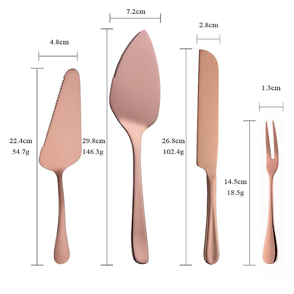 Cake Server Set,Rose Gold 18/8 （304）Stainless Steel Cake Shovel,Cake Knife&Dessert Fork/Cake Cutting Sets for Wedding,Anniversary,Party Supplies by BUY THINGS!