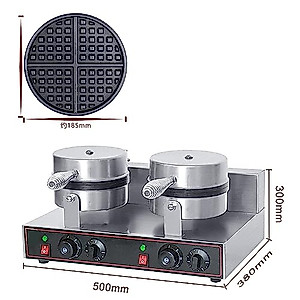 RUYICZB Waffle Maker Commercial Electric Waffle Machine Stainless Steel Non-stick Double Head Egg Bubble Waffle Furnace for Bakery, Restaurant, Snack Bar or Household, 2000W
