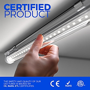 Barrina LED Shop Light, 3Ft 30W 4600LM 5000K, Daylight White Hight Output Linkable for Workshop, V Shaped Clear Cover T8 LED Shop Lights for Garage, 3 Foot (Pack of 6)