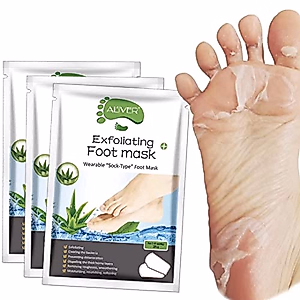 Foot Peel Mask 3 Pack， Exfoliator Peel Off Calluses Dead Skin Callus Remover，Baby Soft Smooth Touch Feet-Men Women (Aloe Vera)