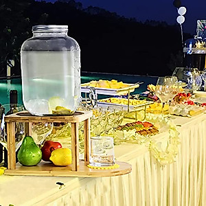 Kcgani Bamboo Water Beverage Dispenser Stand, 2 Tier Glass Water Dispenser Countertop with Silicone Pad, Drinking Water Crock Base, Bamboo Stand for Drinks, Laundry Detergent, Plant, Party