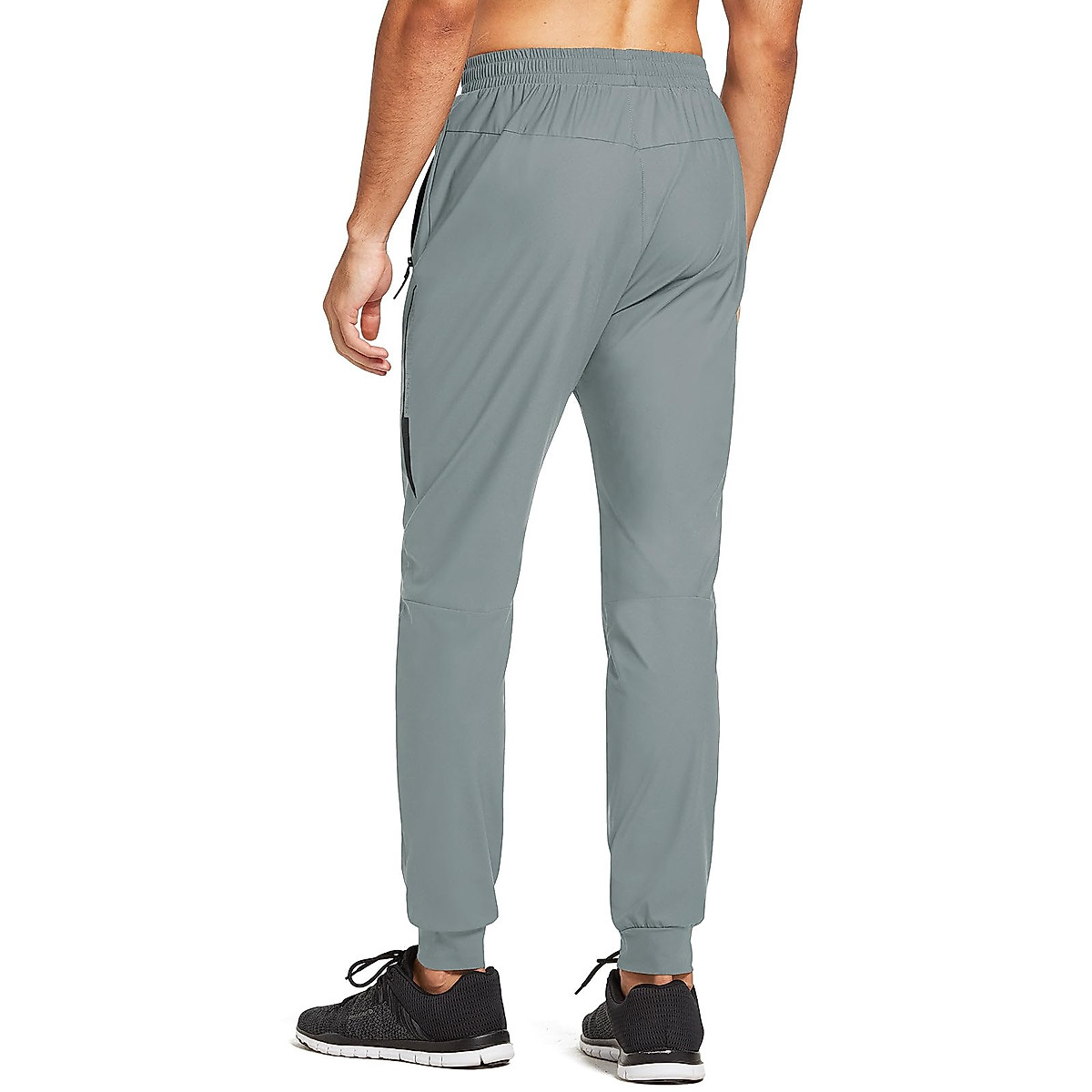 BALEAF Men's Joggers Athletic Pants Lightweight Running Hiking Pants Workout Training Gym Quick Dry Zipper Pockets Light Gray M