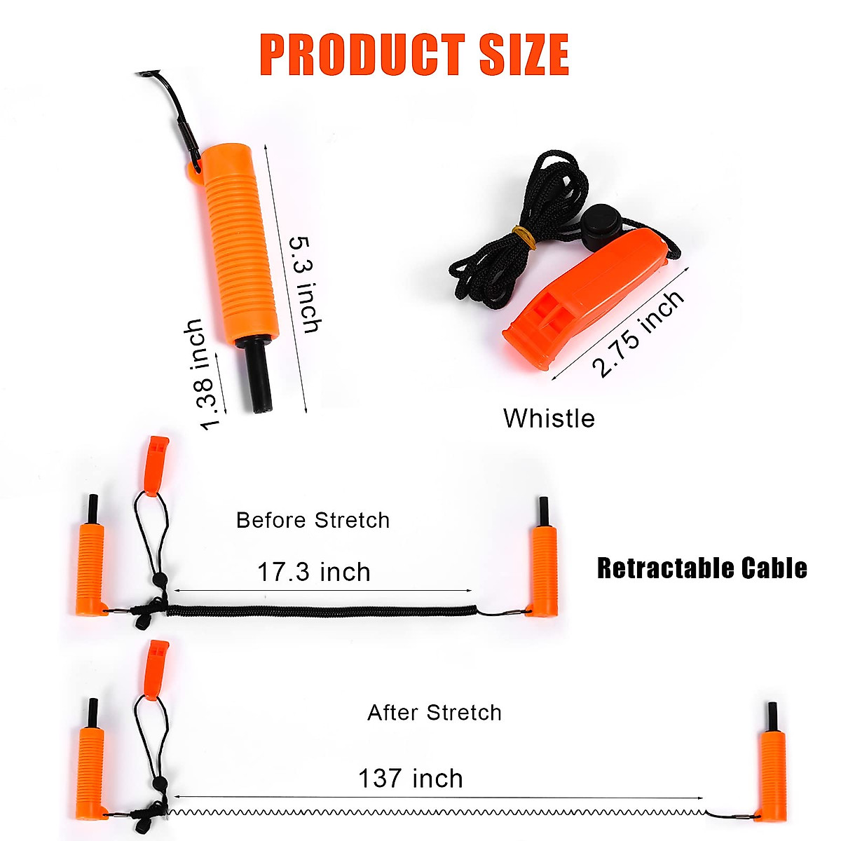 Retractable Ice Pick, Ice Picks with Whistle Flexible Rice Fishing Safety Pick Portable Emergency Gear for Skating Sled Walking On Ice Protection