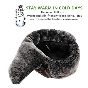 UOUDIO Ushanka Men's Winter Hat with Ear Flaps and Faux Fur Inner - Camo Camouflage Russian Trooper Trapper Hat Hunting Skiing Hat for Men Women